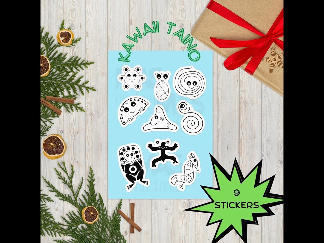 Kawaii Taino Sticker Pack for Kids Adults Teens | Stickers for Boys ...