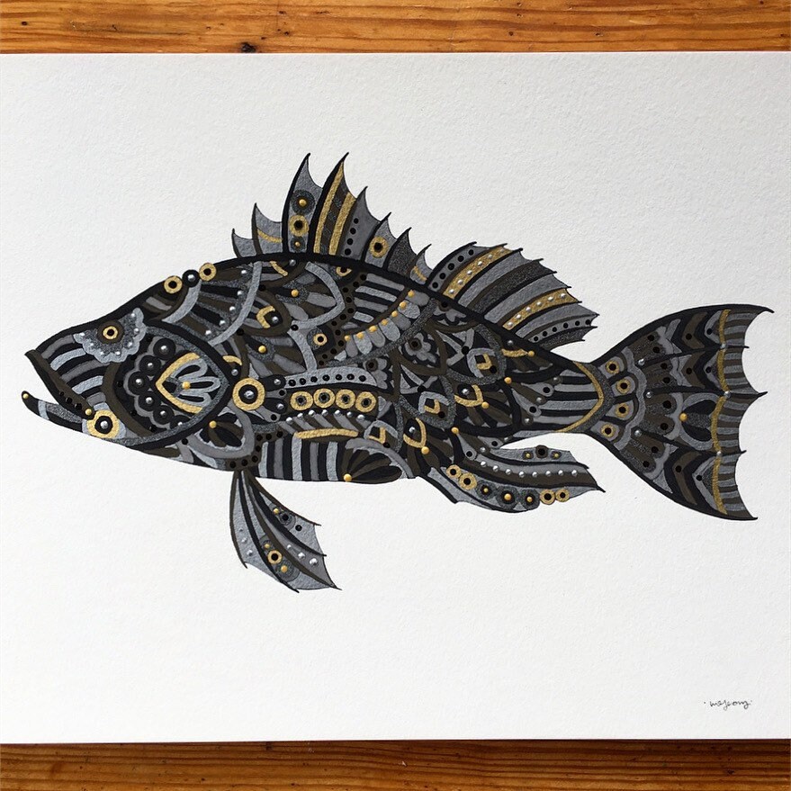 Grilled Striped Bass Skeleton