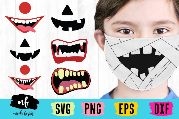 Halloween Face Mask Costume SVG Bundle | Etsy