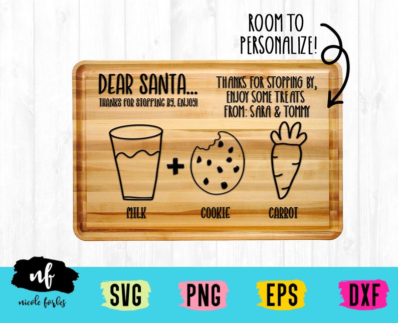 Santa Cookie Board SVG Cut File Christmas Svg Milk and - Etsy