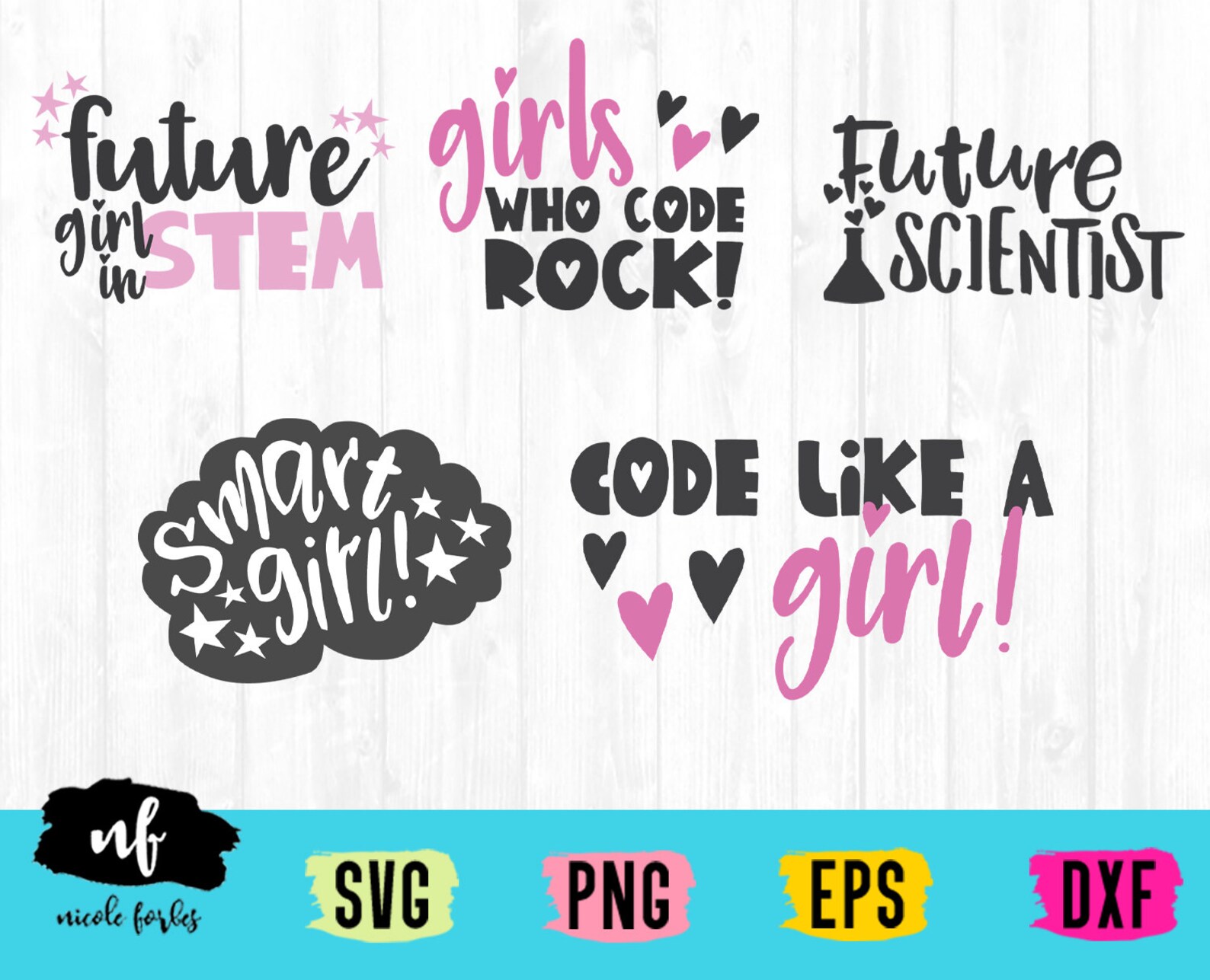 Girls Science SVG File Bundle - Etsy