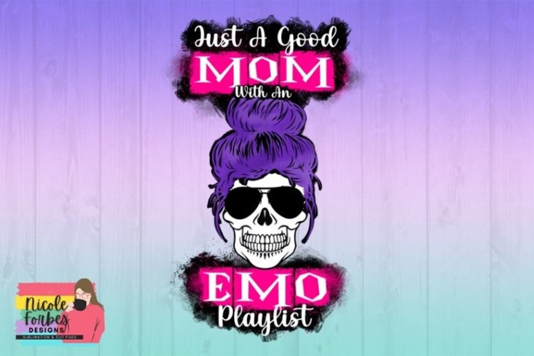 Emo Mom Play List Distressed Messy Bun Sublimation Digital Design - Etsy