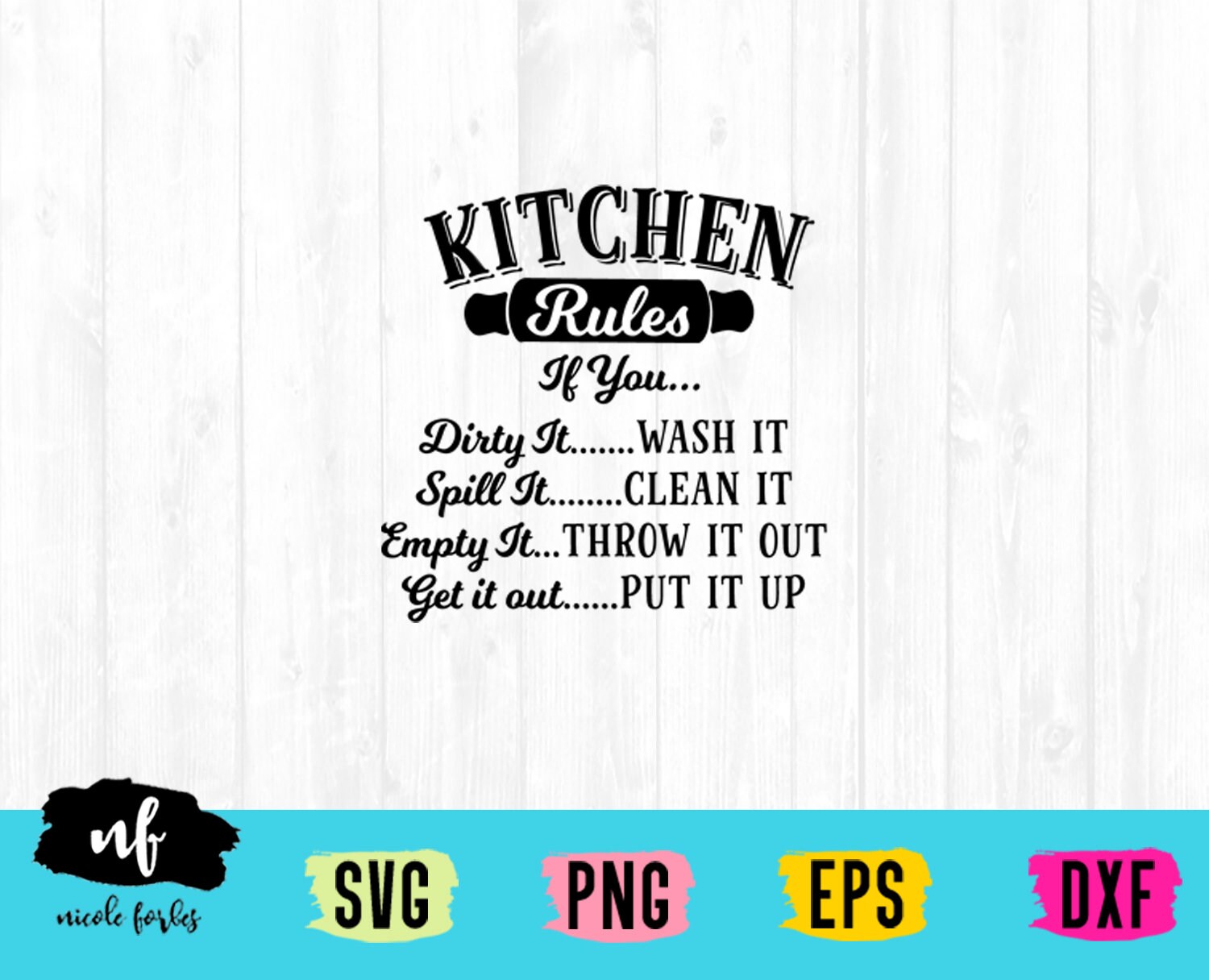 Kitchen Rules SVG Cut File digital Download | Etsy