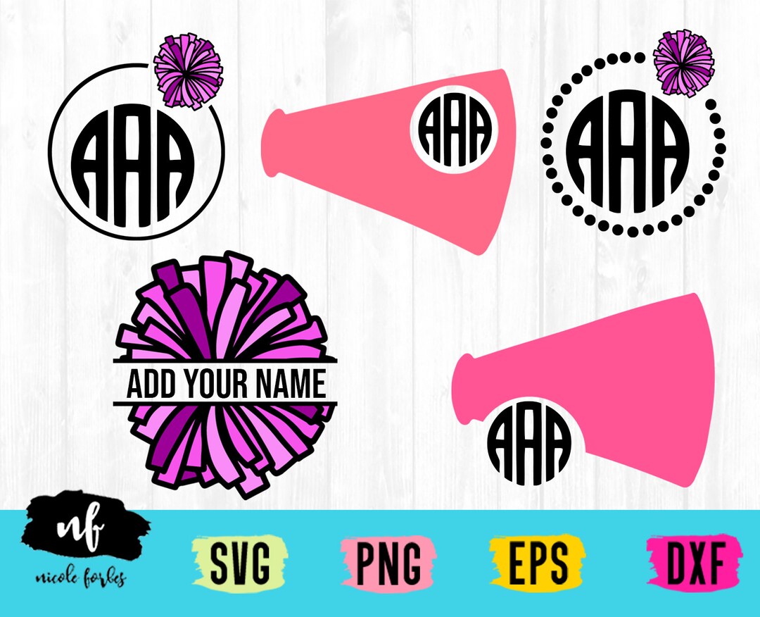 Cheer Monogram Frame SVG Bundle - Etsy