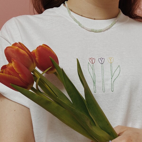 Embroidered Tulip - Etsy