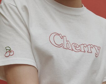 Embroidered Tiny Cherry Mini Cherries Cute T-shirt Eco - Etsy