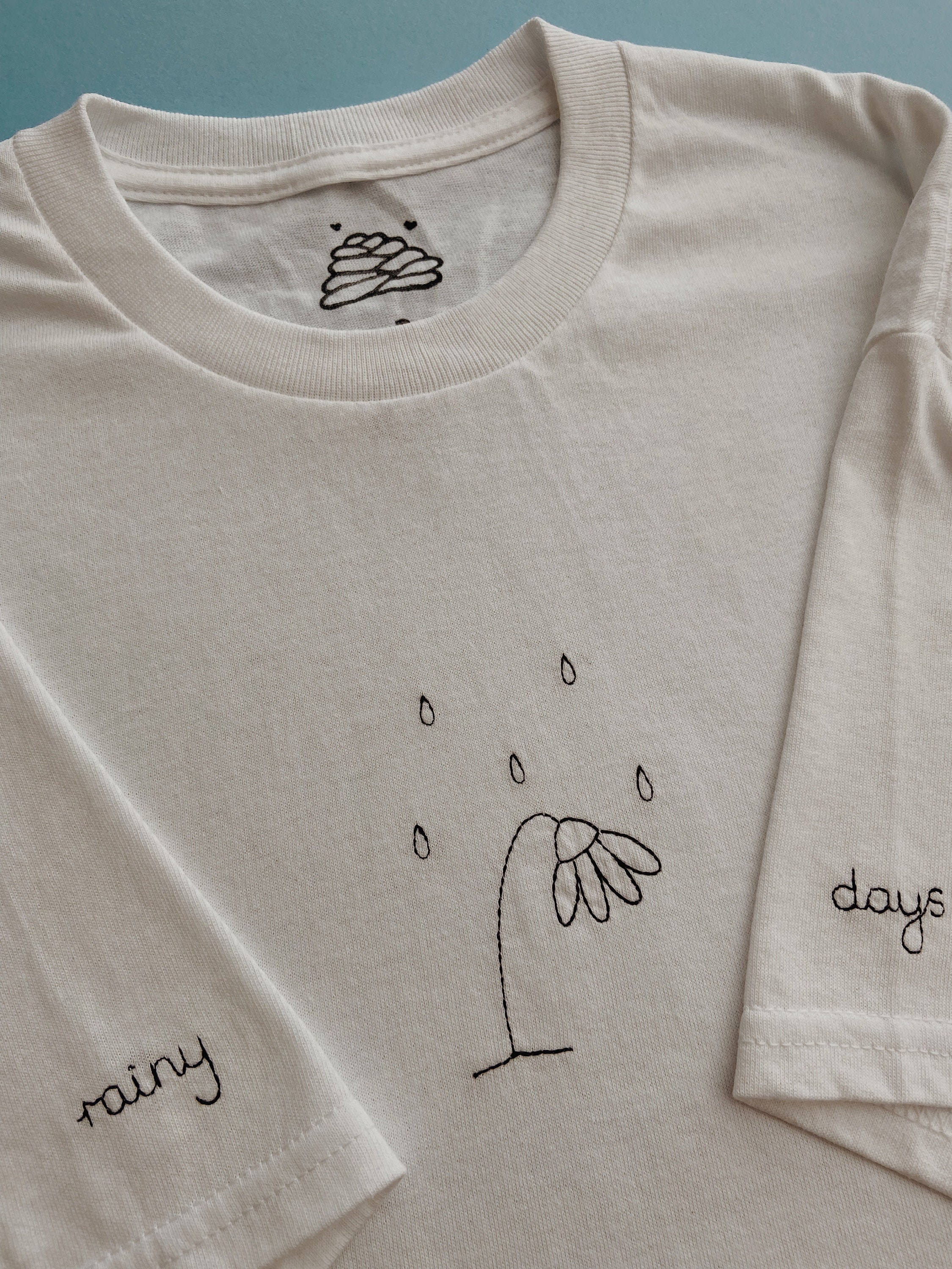 Embroidered Droopy Flower Guy T-shirt - Etsy UK