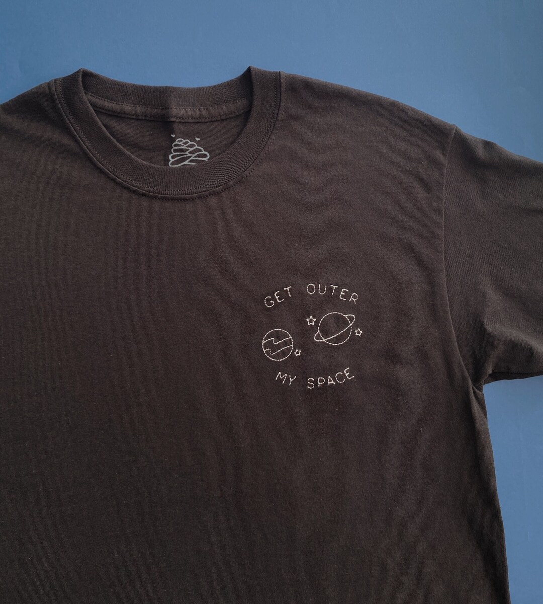 Embroidered Black "get Outer My Space" T-shirt - Etsy UK