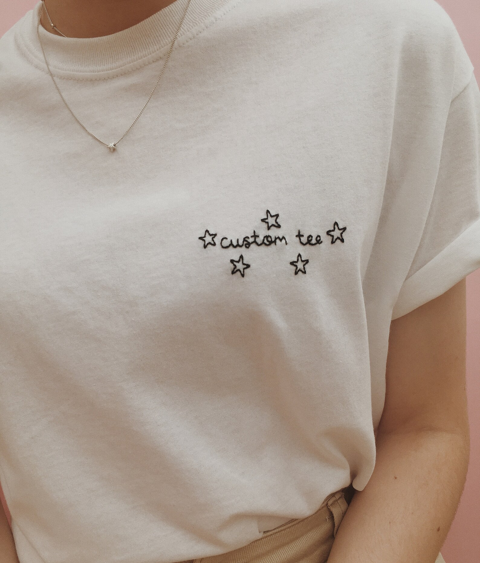 Personalised Hand Embroidered Star T-shirt - Etsy