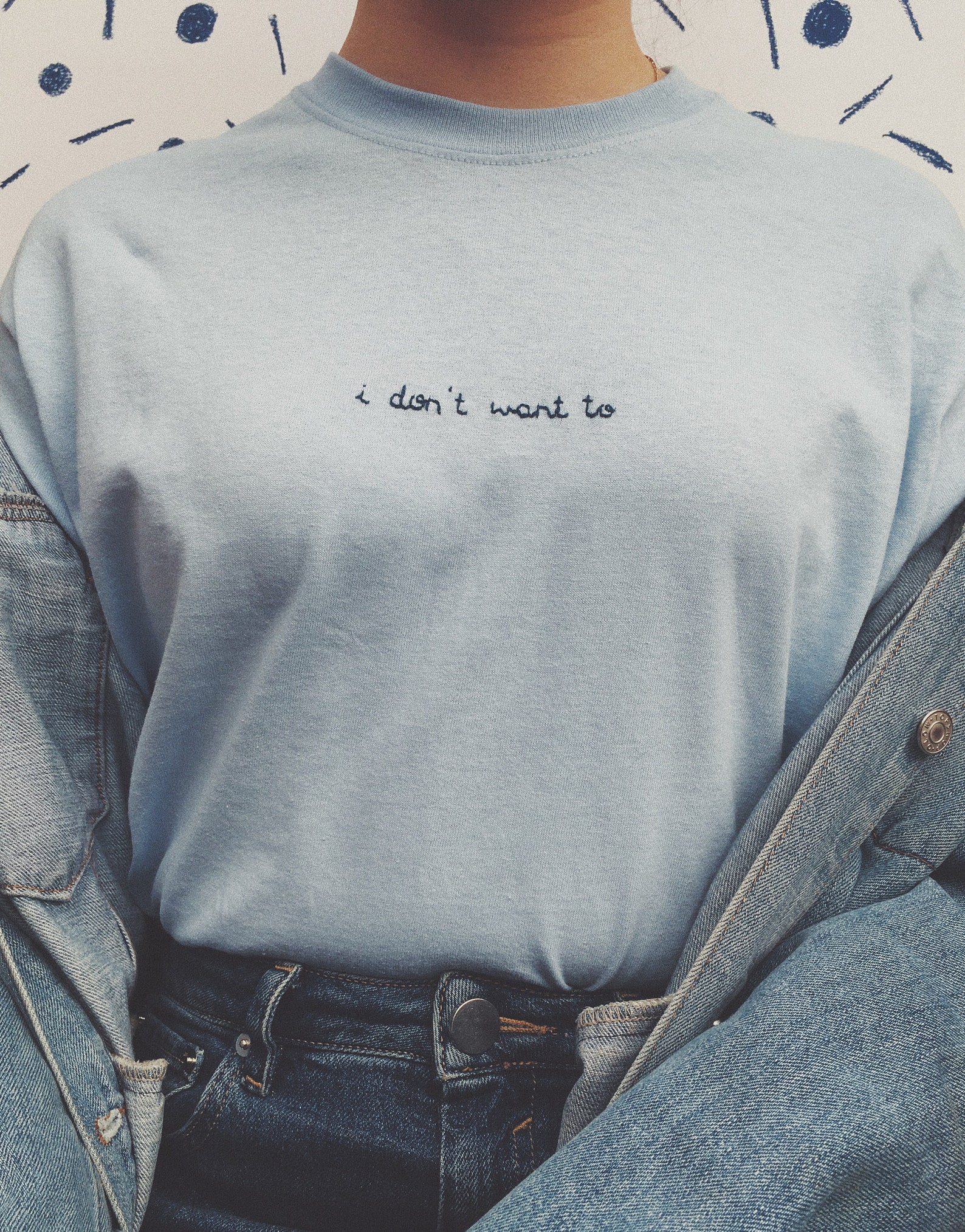 Hand Embroidered I Don't Want To T-Shirt | Etsy
