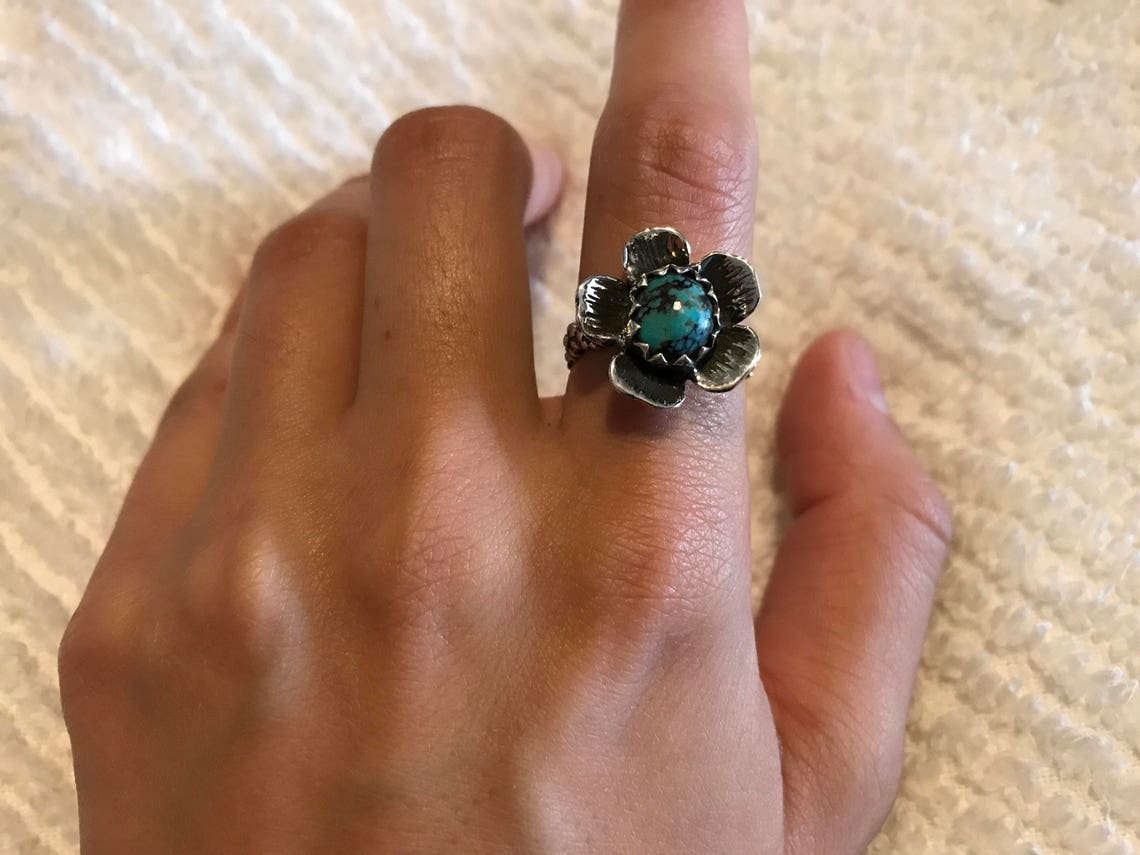 Turquoise Flower Ring | Etsy