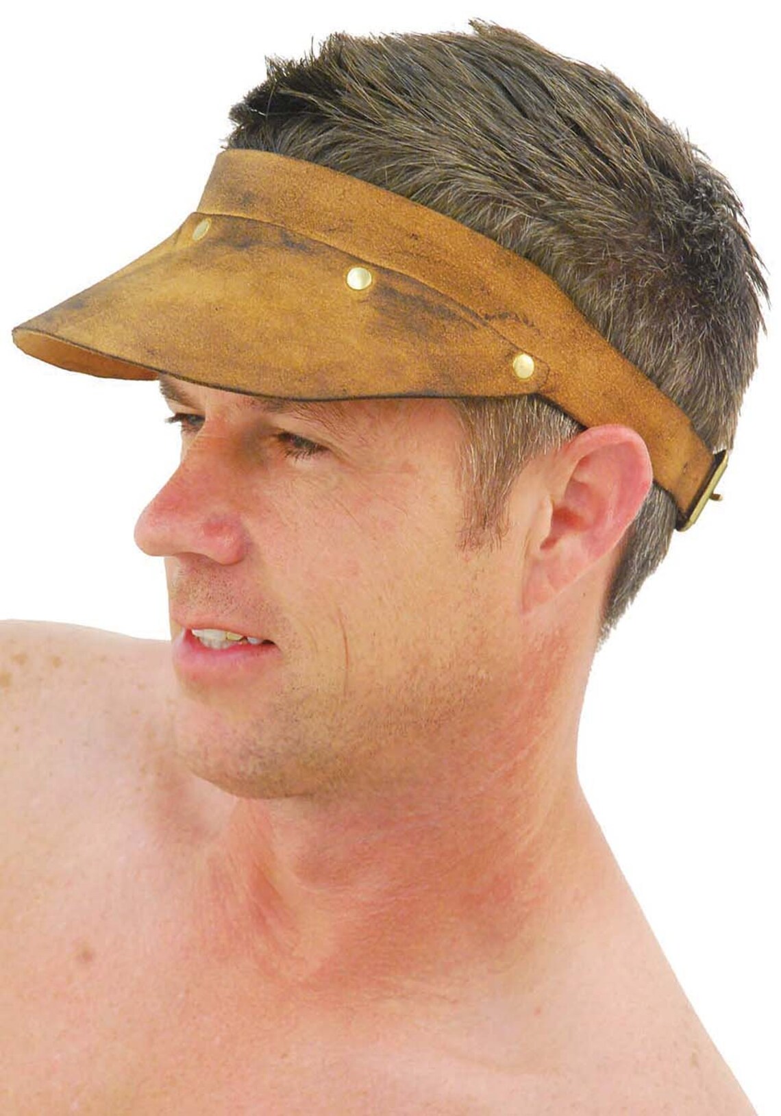 Hand Crafted Brown Vintage Leather Gambler Visor H11052VAN - Etsy