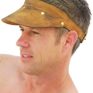 Hand Crafted Brown Vintage Leather Gambler Visor H11052VAN - Etsy