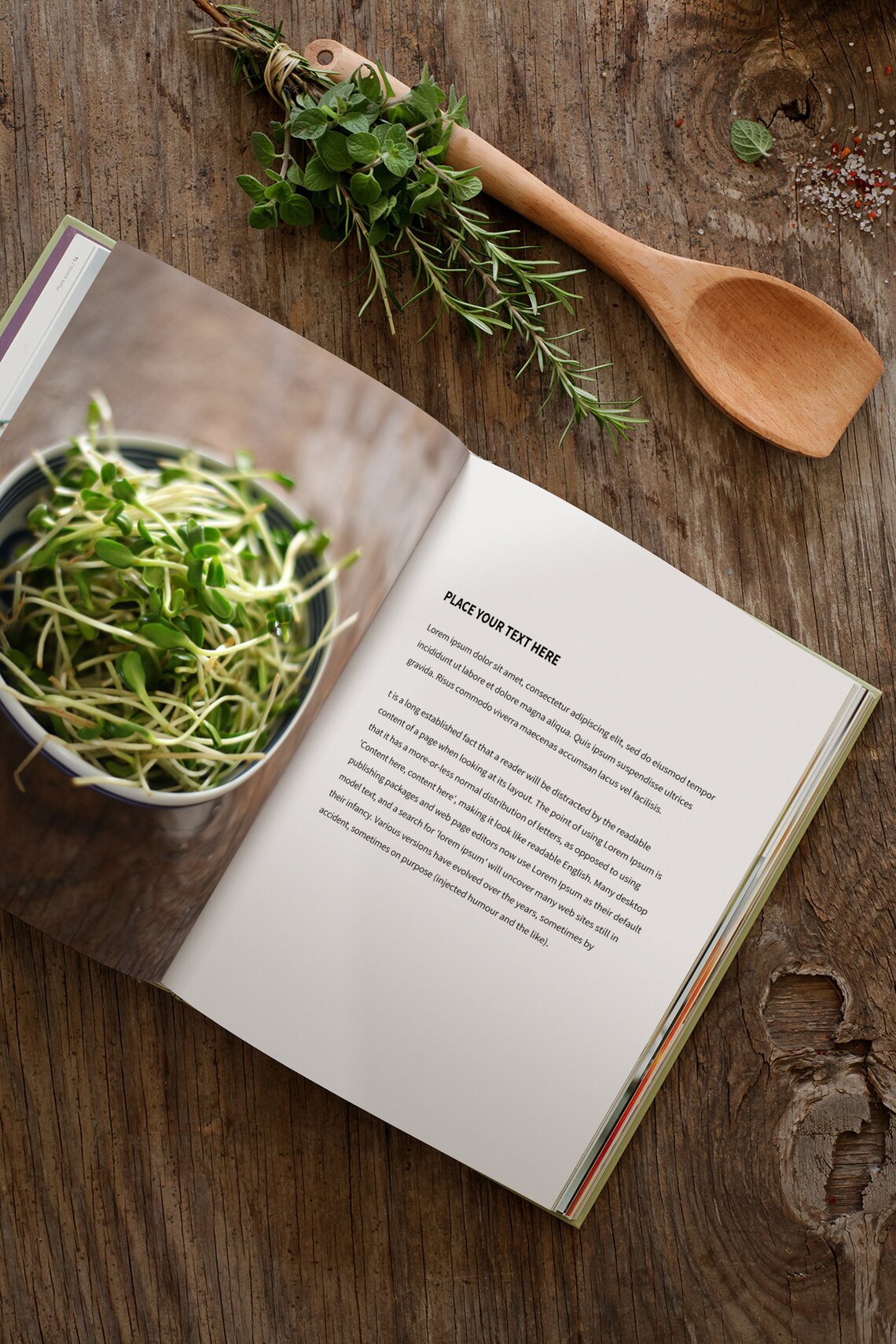 Open Cookbook Mockup, Double Spread, for Foodies, Recipes Template ...