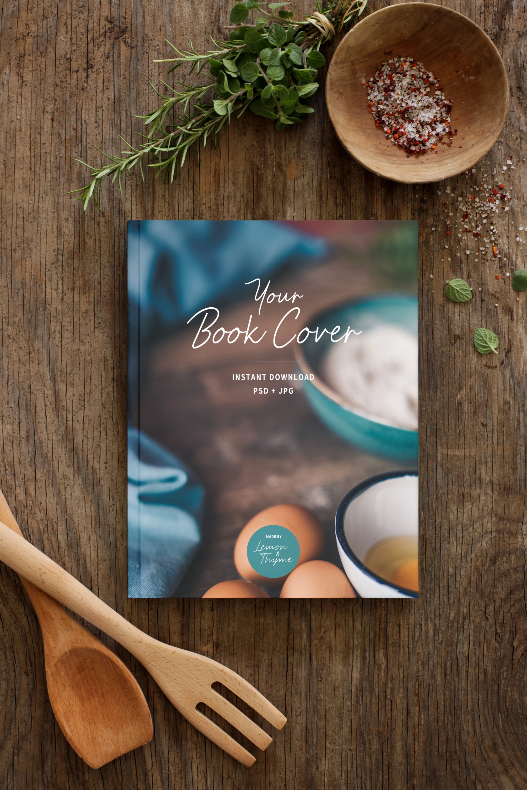 Book Cover Mockup, Cookbook, Closed Book PSD, Template With Background ...