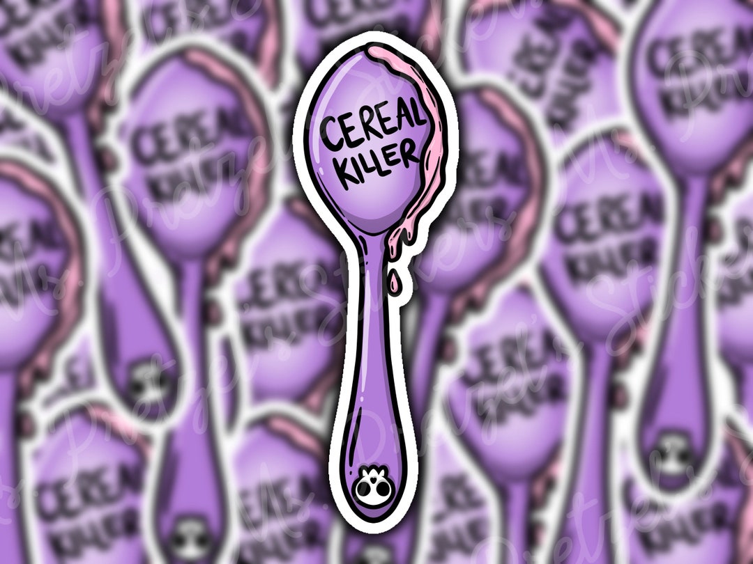 Cereal Killer, Bloody, Spoon, True Crime, Spooky Sticker Purple - Etsy