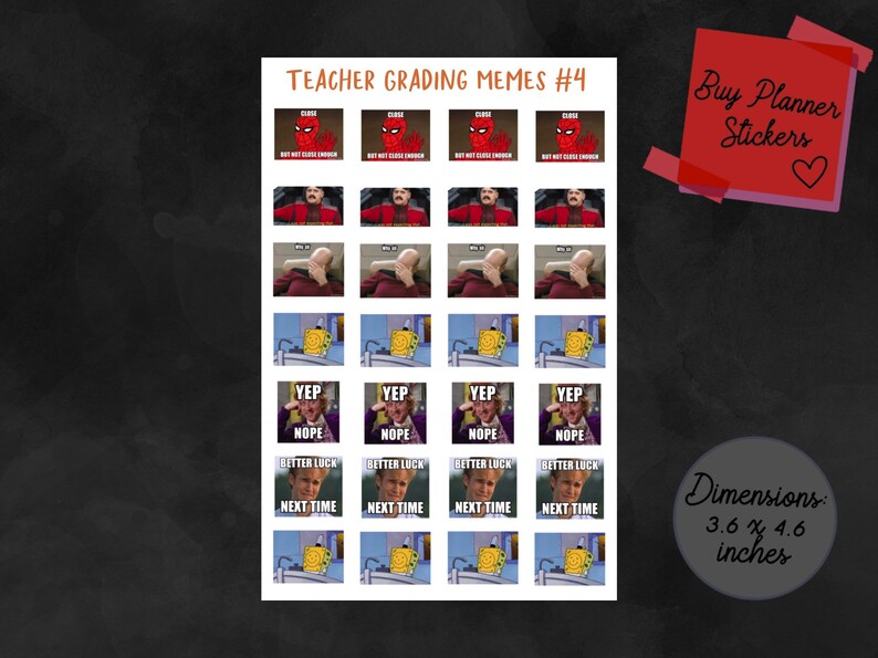 Teacher Grading Meme Stickers 4 - Etsy
