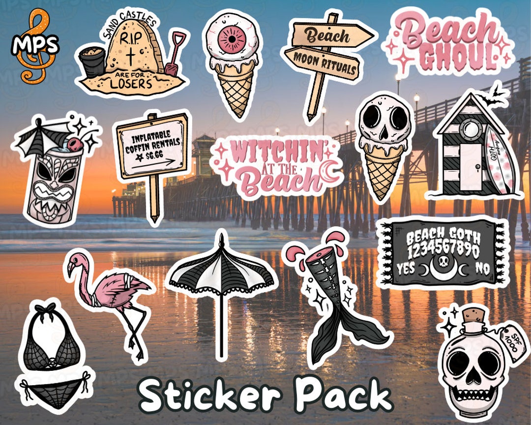 Goth at the Beach Sticker Pack pack of 15 - Etsy
