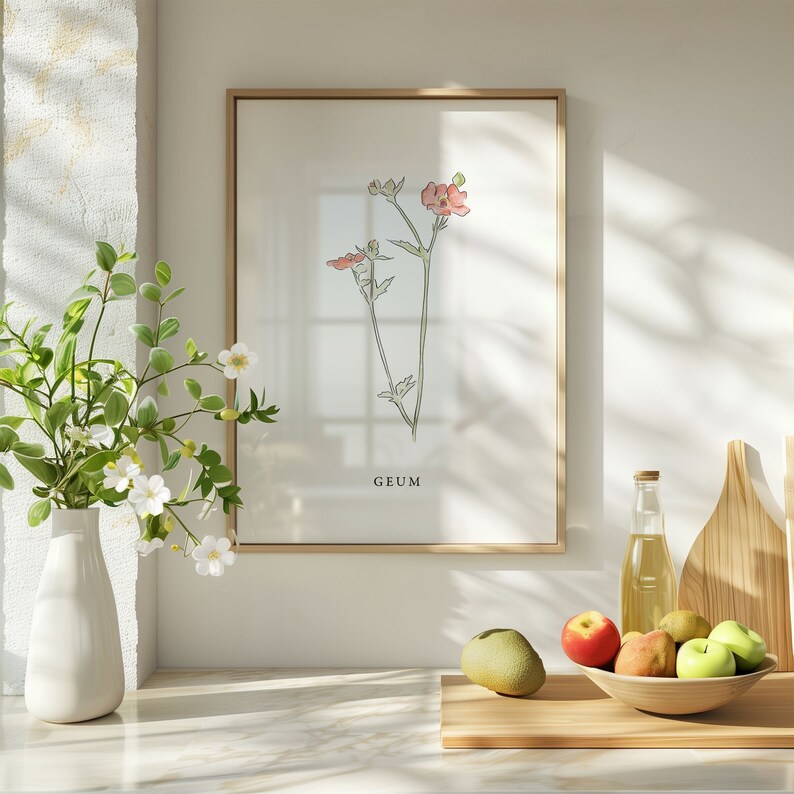 Geum Flower Illustration - Print / Poster - Botanical Art, Spring Home ...