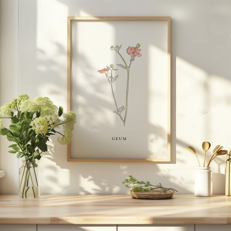 Geum Flower Illustration - Print / Poster - Botanical Art, Spring Home ...