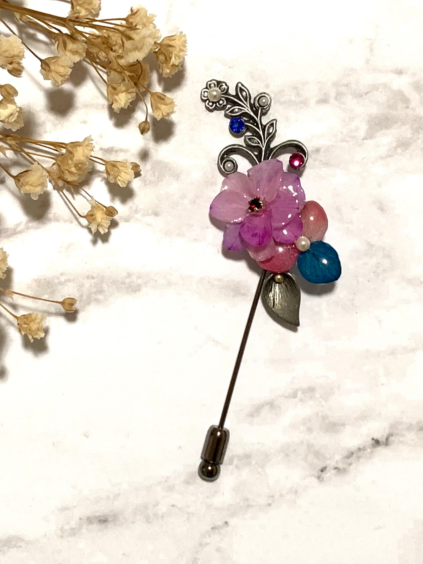 Real pressed flower pin Floral Brooch lapel pin natural - Etsy.de