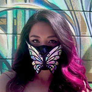 Holographic 3D Butterfly Face Mask Reflective Fashion Statement Wedding ...