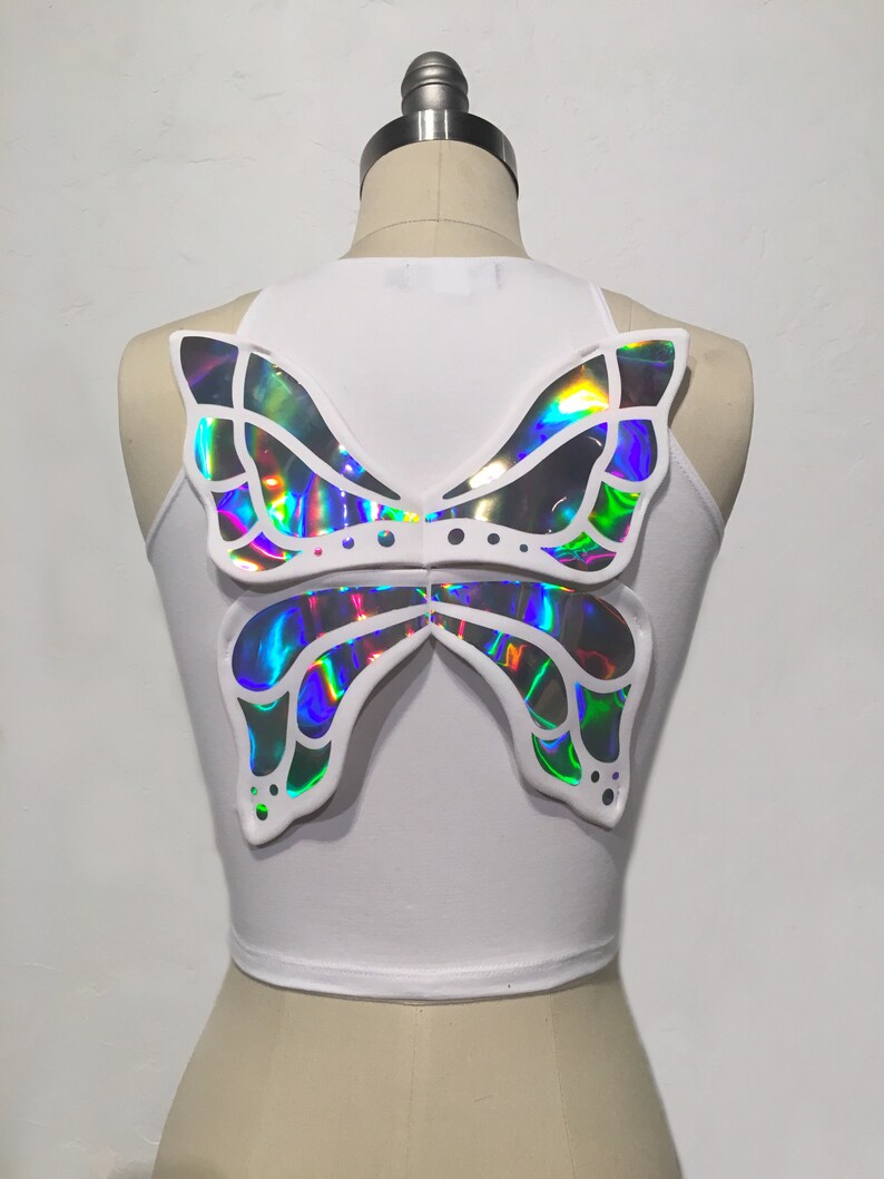 Holographic Butterfly Wing Crop Top | 3D Butterfly | Hologram | Rave ...