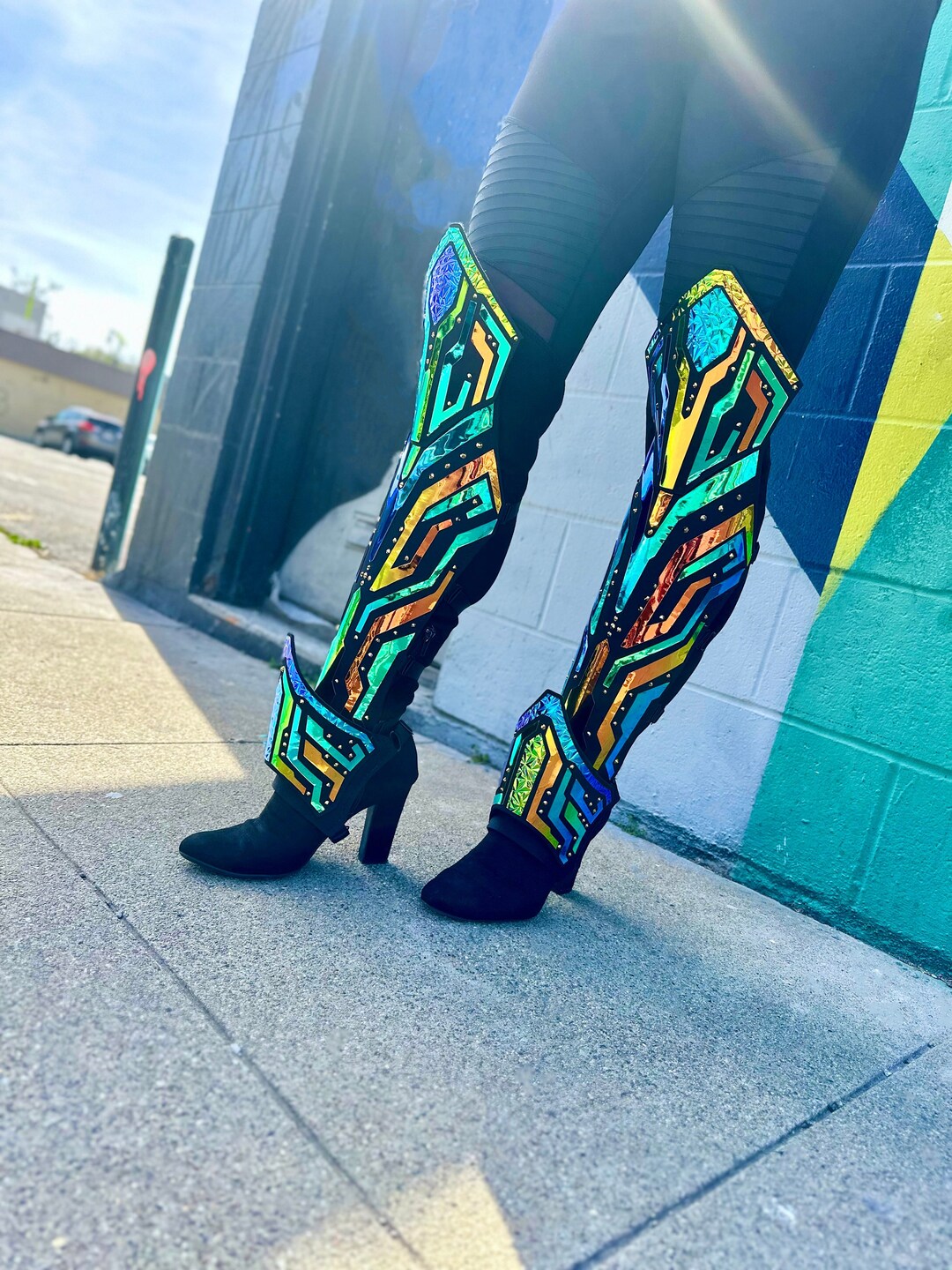 Resistor Armor Greaves Holographic Leg Armor Shin Guards Cyberpunk ...