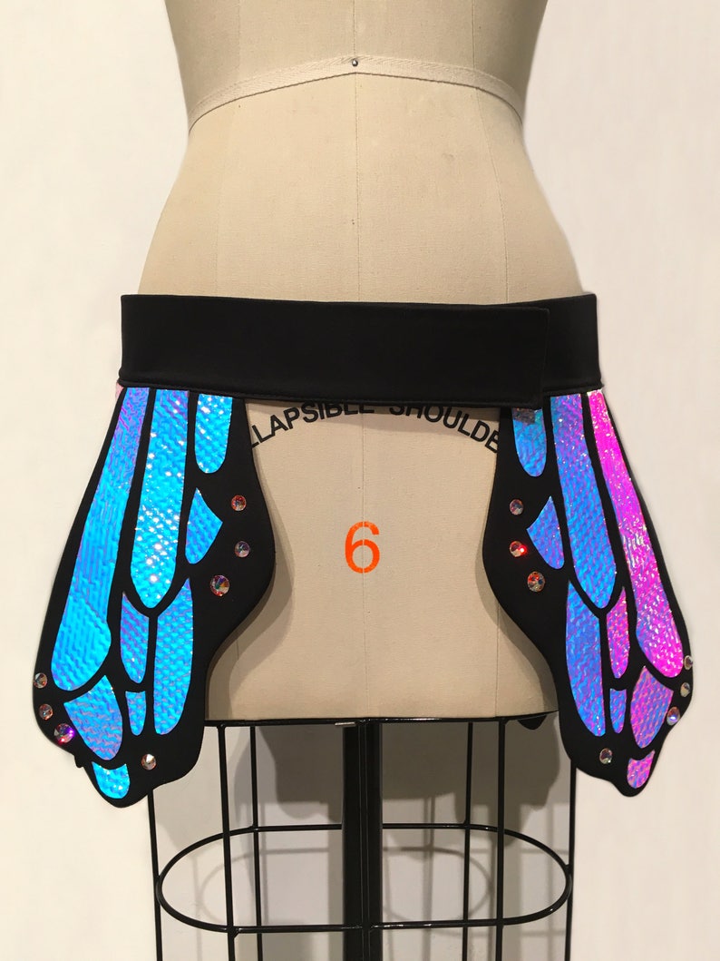 Black Holographic Butterfly Skirt Rave Outfit EDC Outfit - Etsy