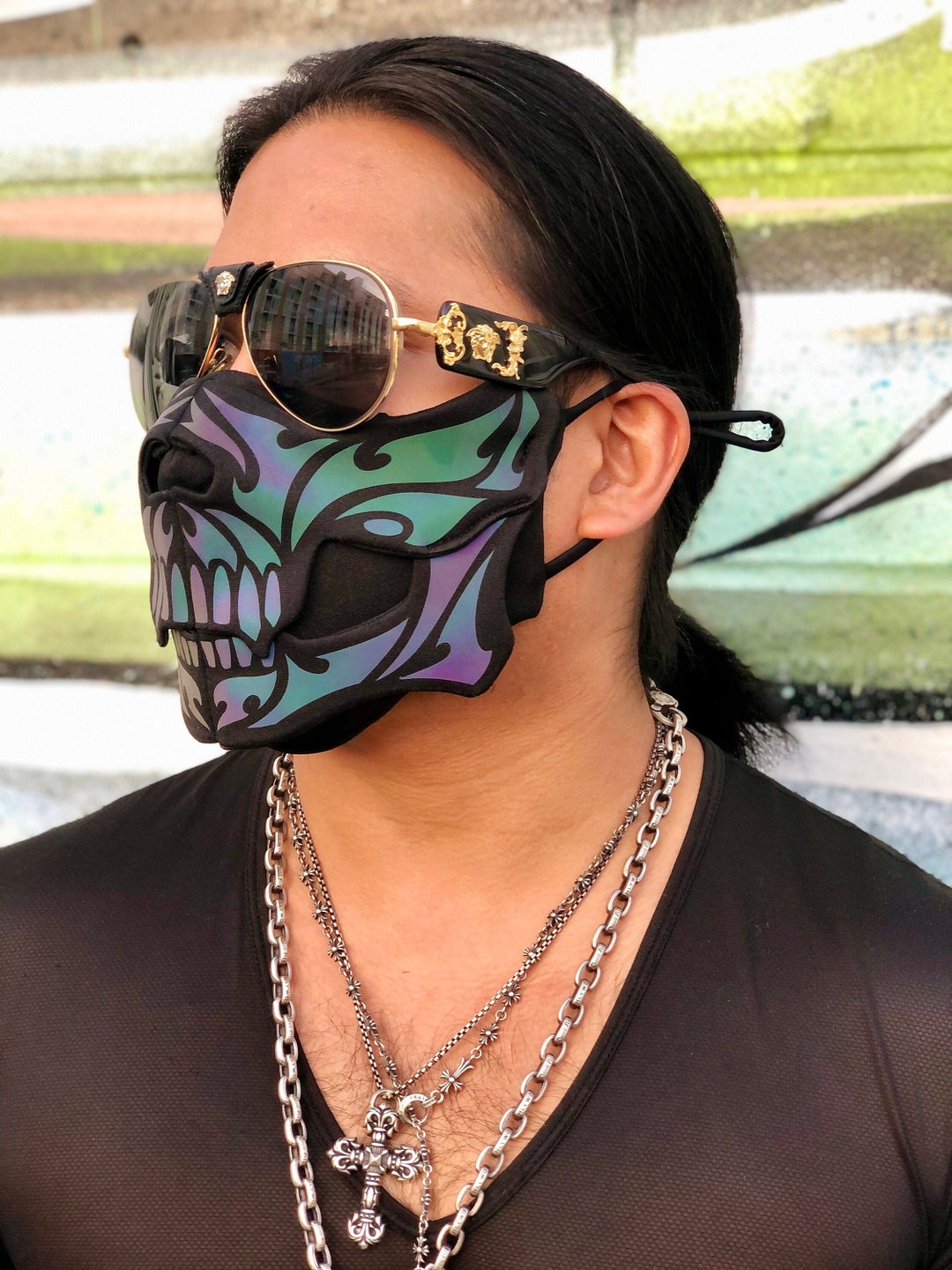 Mephisto 3D Skull Face Mask | Reflective | Holographic | Statement ...