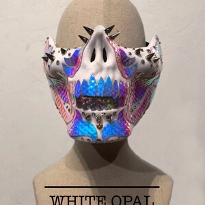 Holographic Skull Mask Halloween Skeleton Costume Grim Reaper Half ...