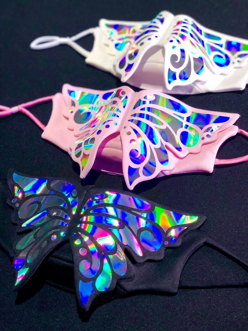 Holographic 3D Butterfly Face Mask Reflective Fashion - Etsy