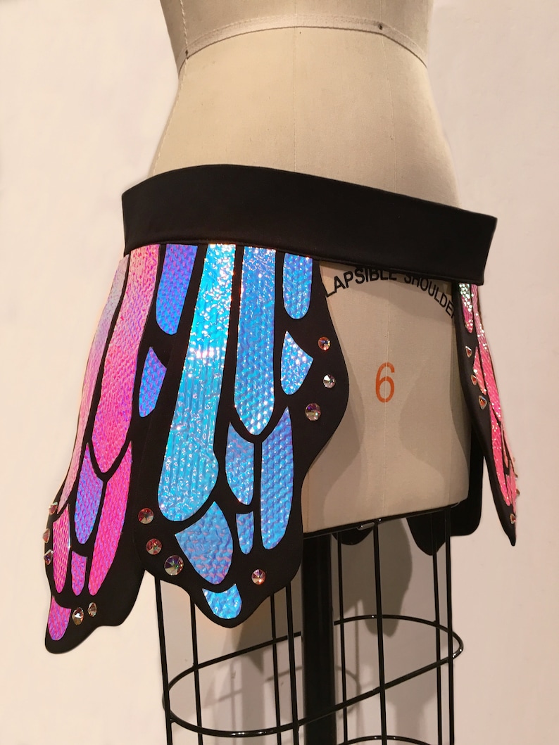 Black Holographic Butterfly Skirt Rave Outfit EDC Outfit - Etsy