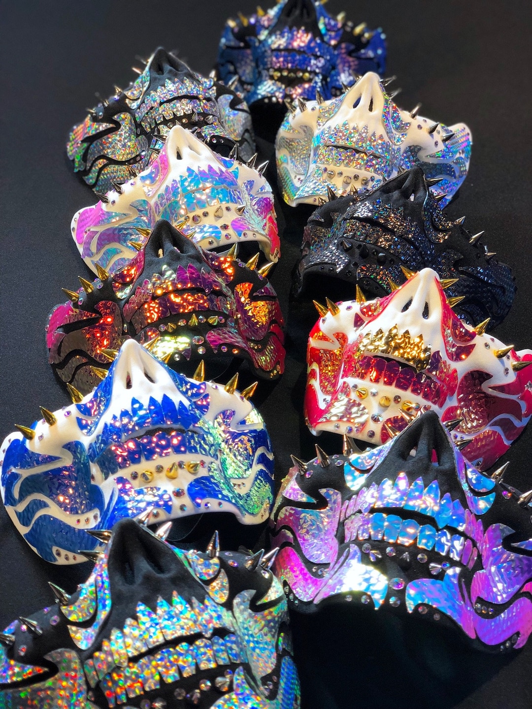 Holographic Skull Mask Halloween Skeleton Costume Grim Reaper Half ...