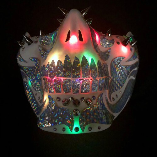 Holographic Skull Mask Halloween Skeleton Costume Grim | Etsy