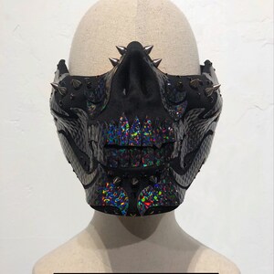 Holographic Skull Mask Halloween Skeleton Costume Grim Reaper Half ...