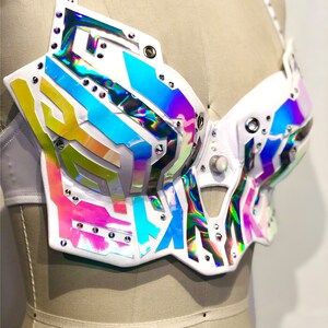 Holographic Electra Bra white Rave Outfit Festival Bra Cyberpunk ...
