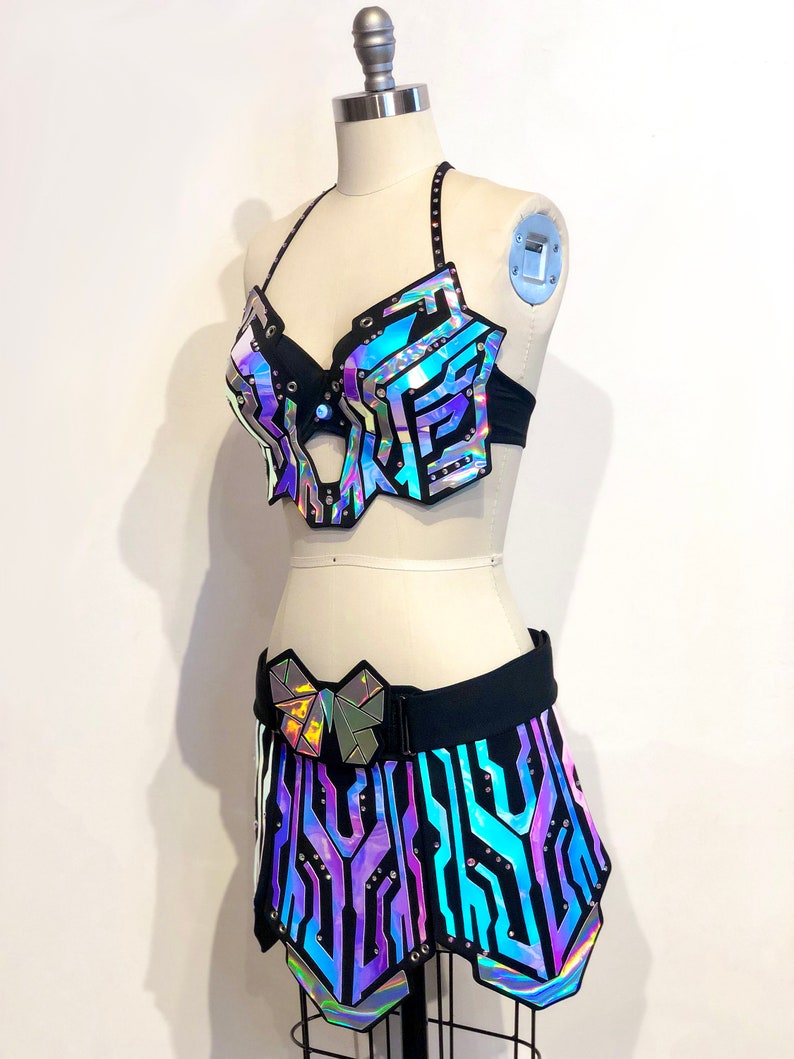 Holographic Electra Costume opal/rainbow Rave Outfit - Etsy