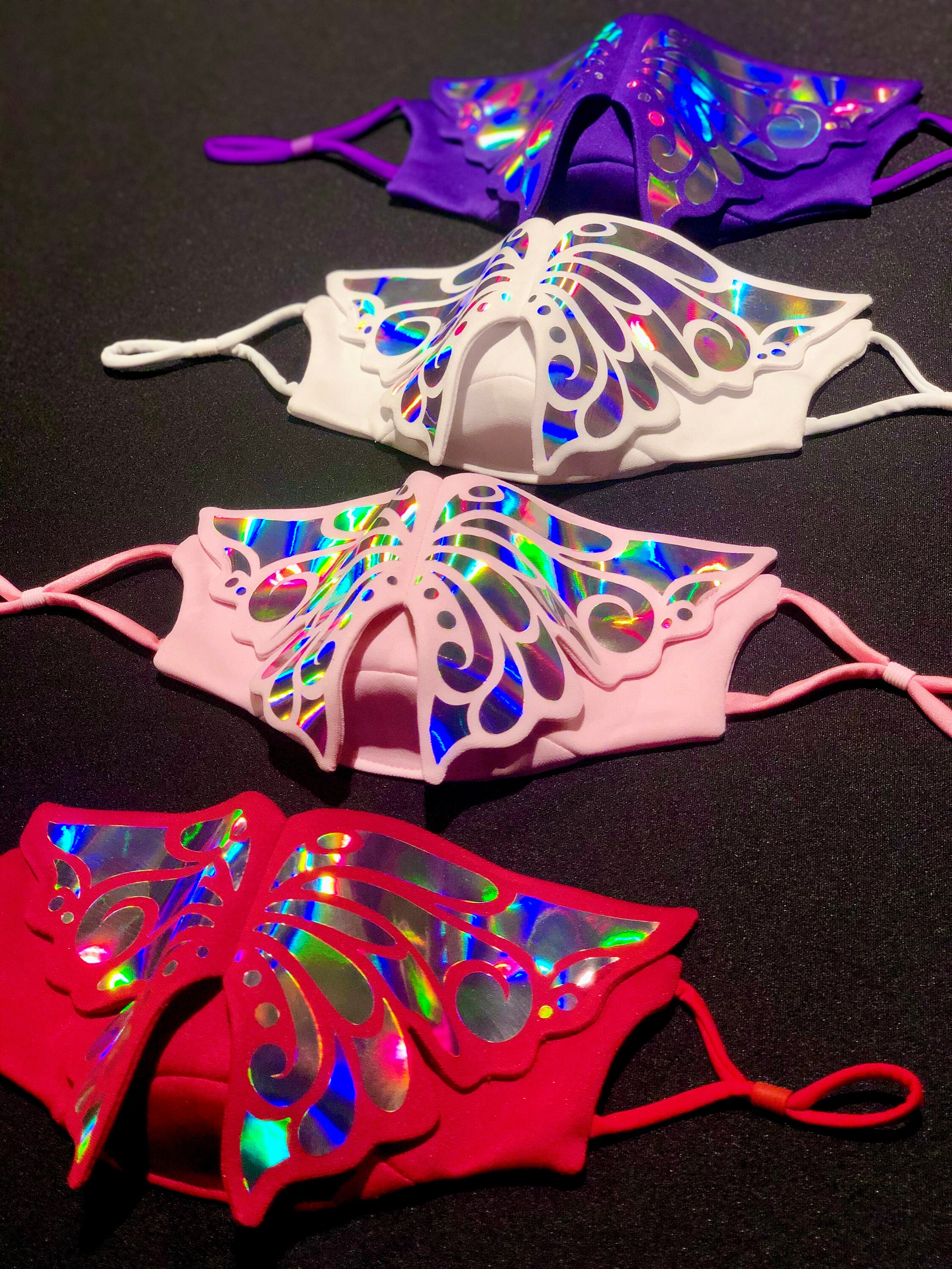Holographic 3D Butterfly Face Mask Reflective Fashion | Etsy