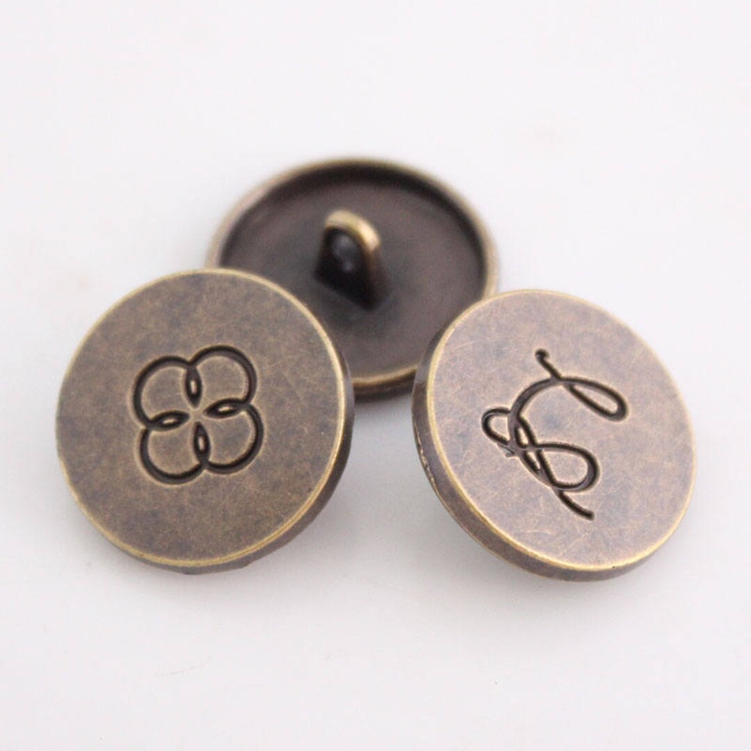 Logo Round Buttons Personalized Sign Bronze Metal Custom Vintagelabel ...