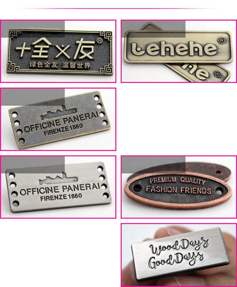 Metal Tag Custom Vintage Label Logo Oblong Badge Dog Bandanas | Etsy