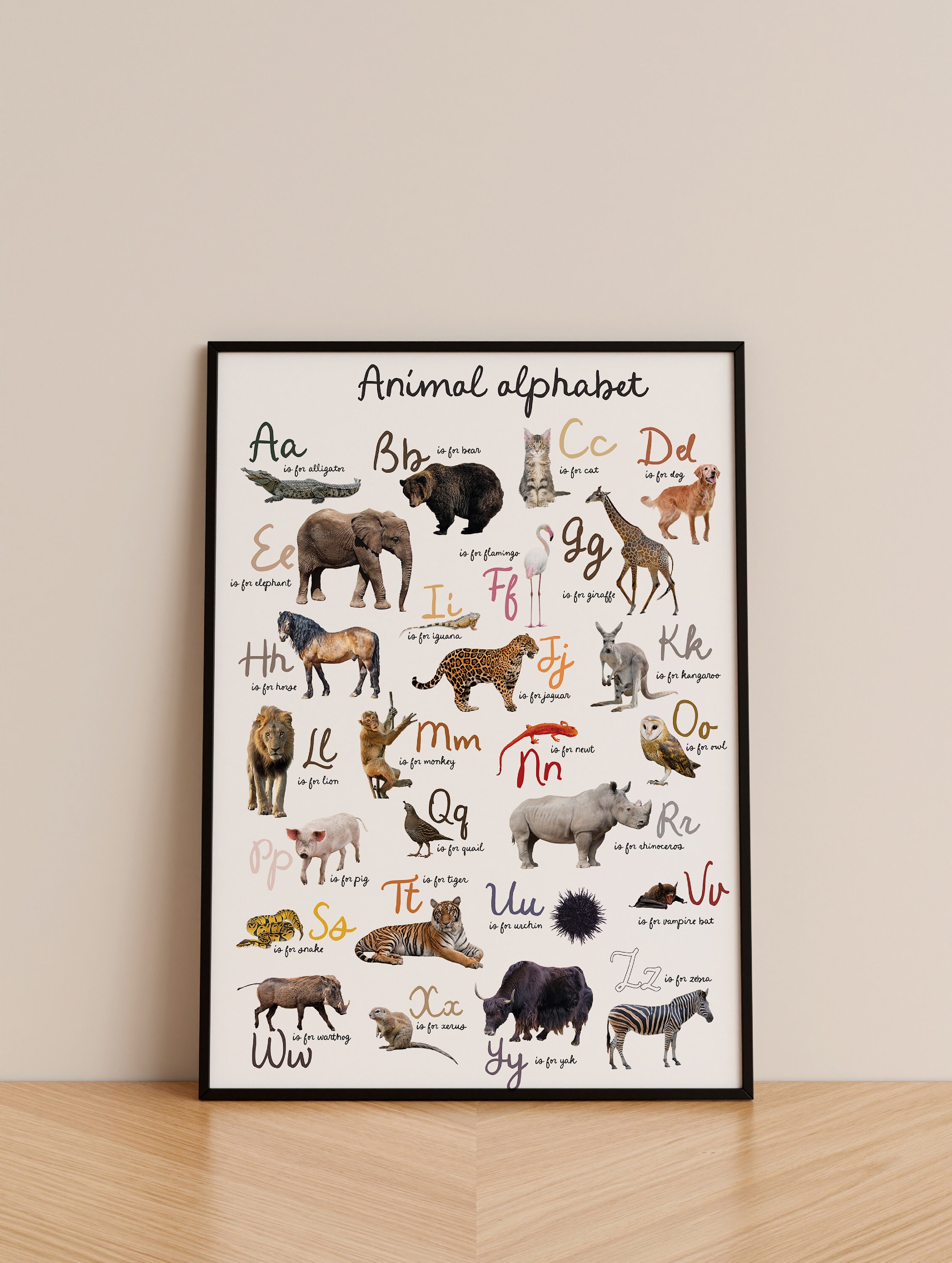 Animal Alphabet Educational Poster, Animals Chart, Homeschool Print ...