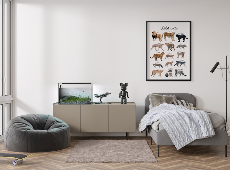Wild Cats Real Photos Educational Poster, Homeschool Chart, Montessori ...