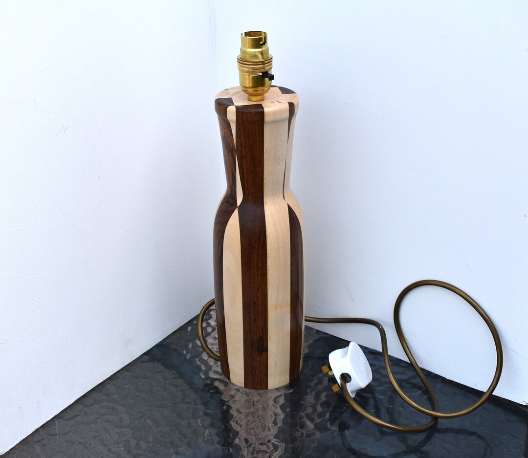 Unique Hand Turned Laminated Tamboti and Sycamore Wood Table Lamp ...