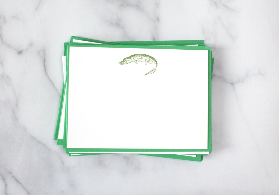 Alligator Letterpress Note Cards Set of 4 - Etsy