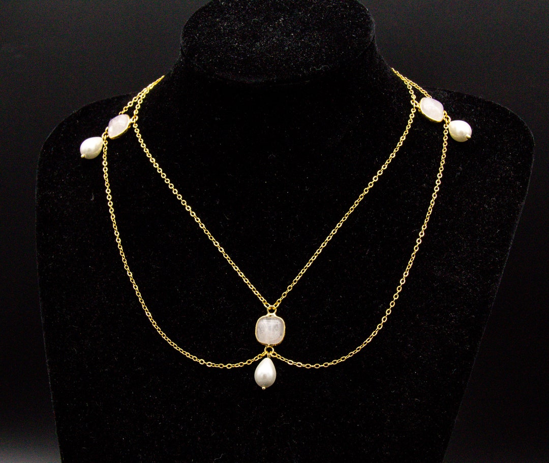 Regency Jewelry Set, With Rock Crystal or Pink Jade, Genuine Gold ...