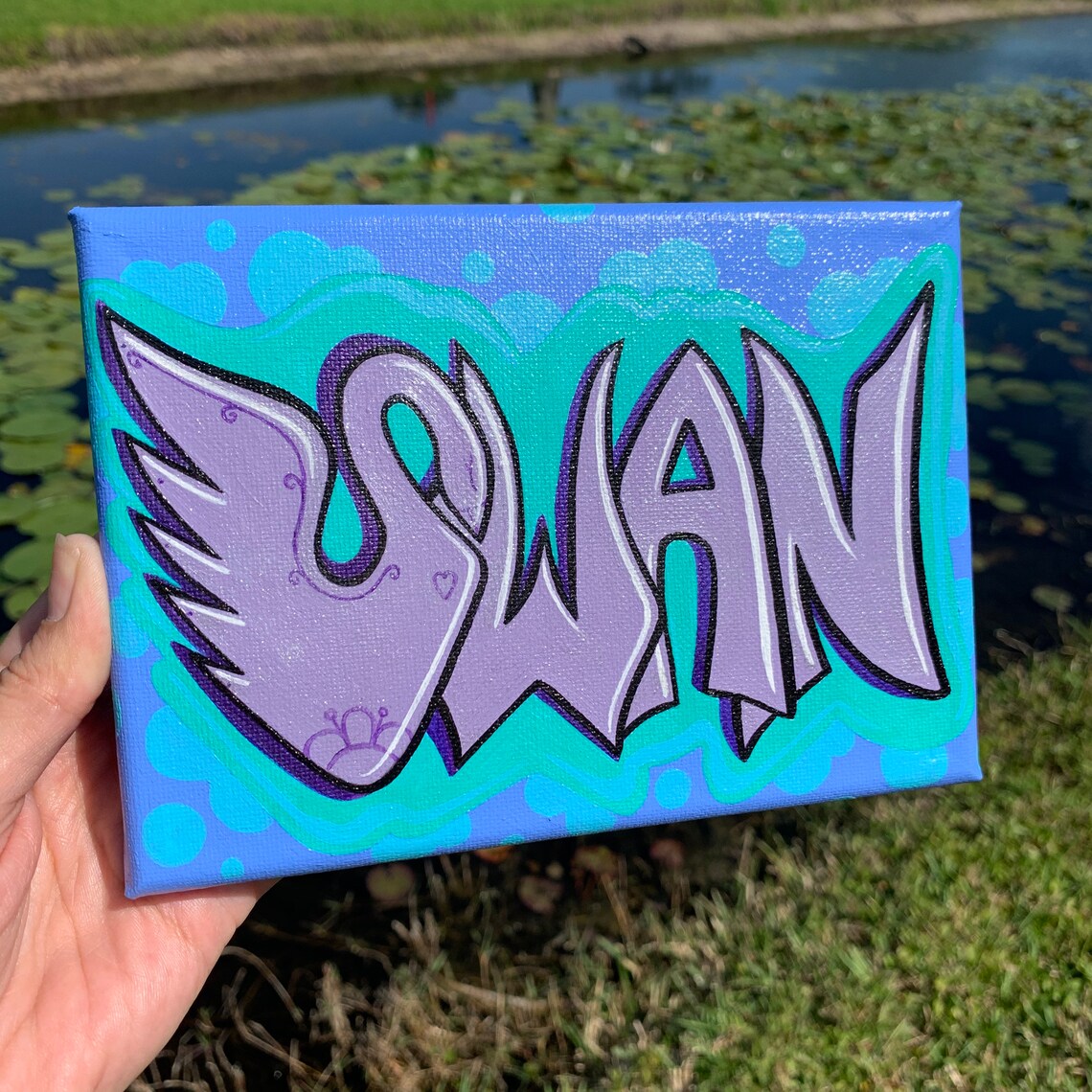 SWAN Letter Graffiti Original Cisnearts Acrylic Painting on | Etsy