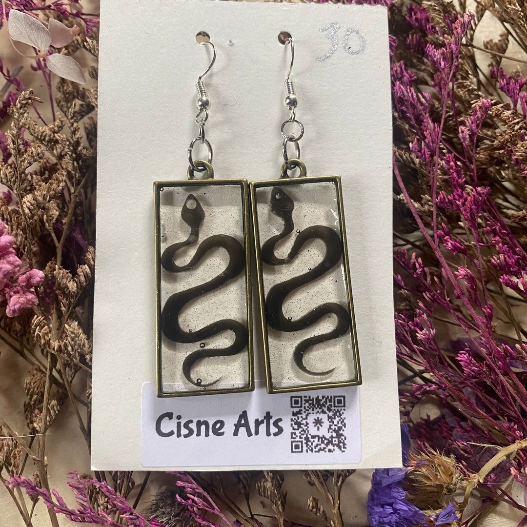 Resin Snakes in Resin Filled Frames Earrings Serpent Accessories ...