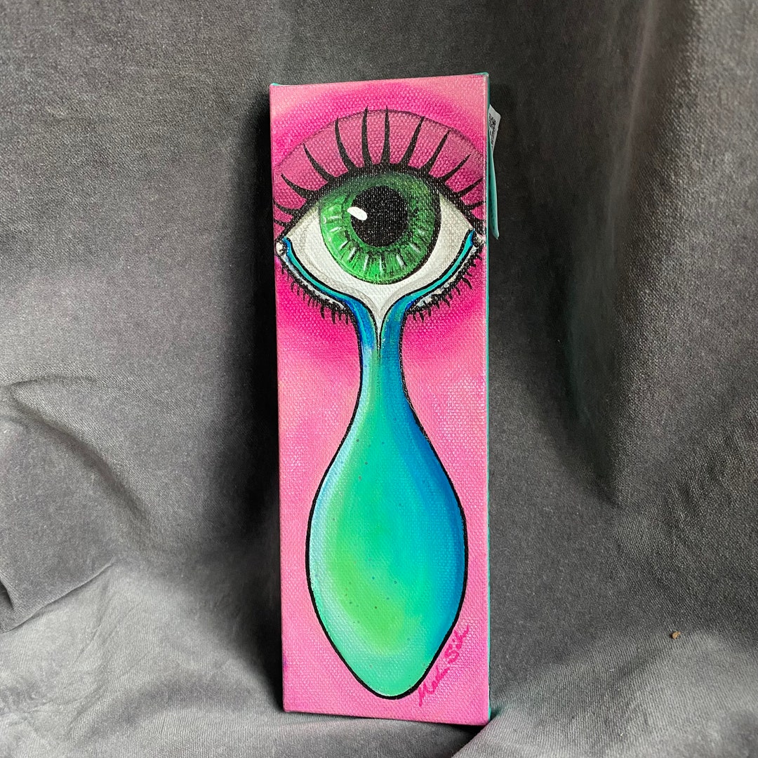 Crying Eye Original Painting Wall Art Acrylic Paint and Resin on Canvas ...