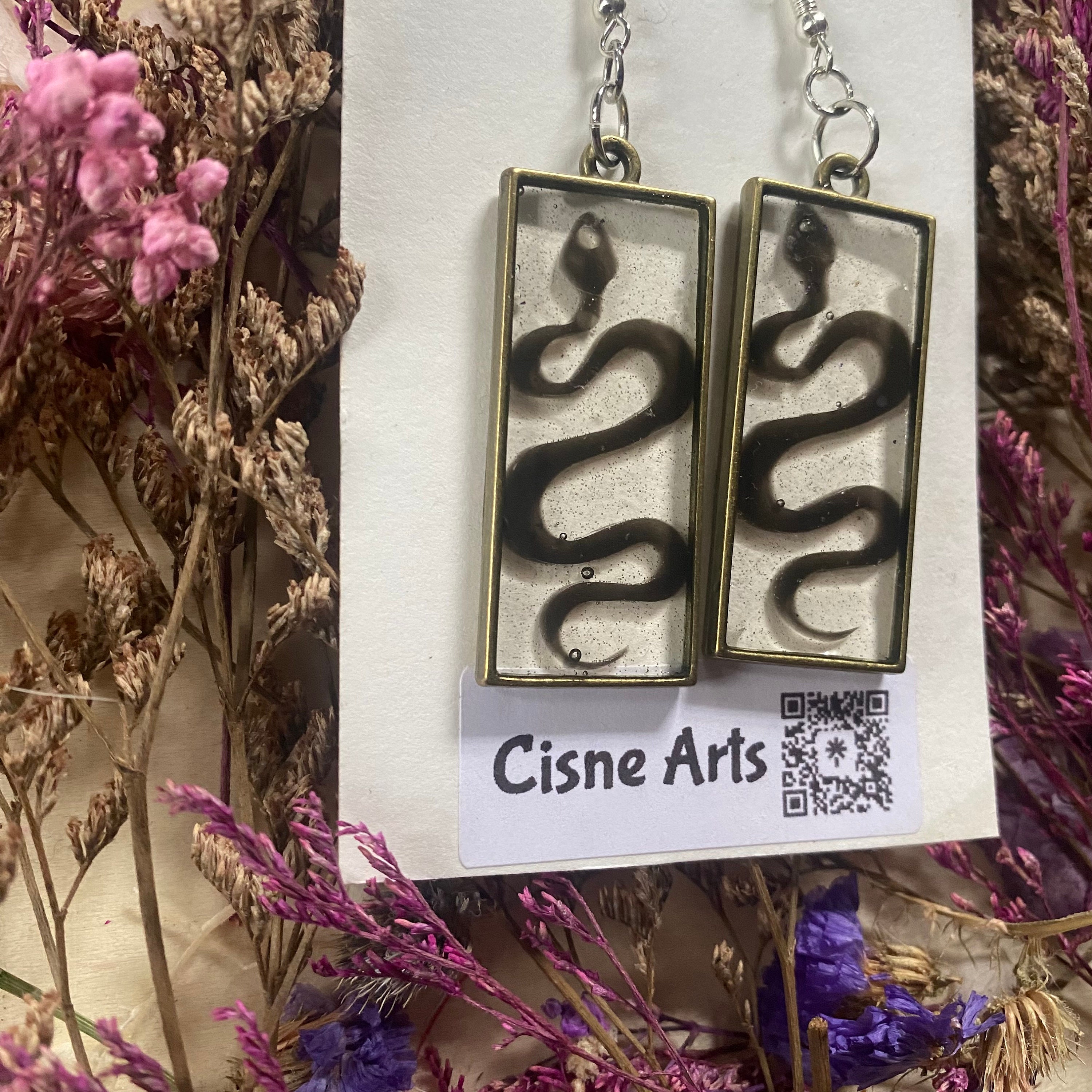 Resin Snakes in Resin Filled Frames Earrings Serpent Accessories ...